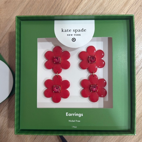 kate spade | Jewelry | Kate Spade For Target Red Flower Earrings | Poshmark